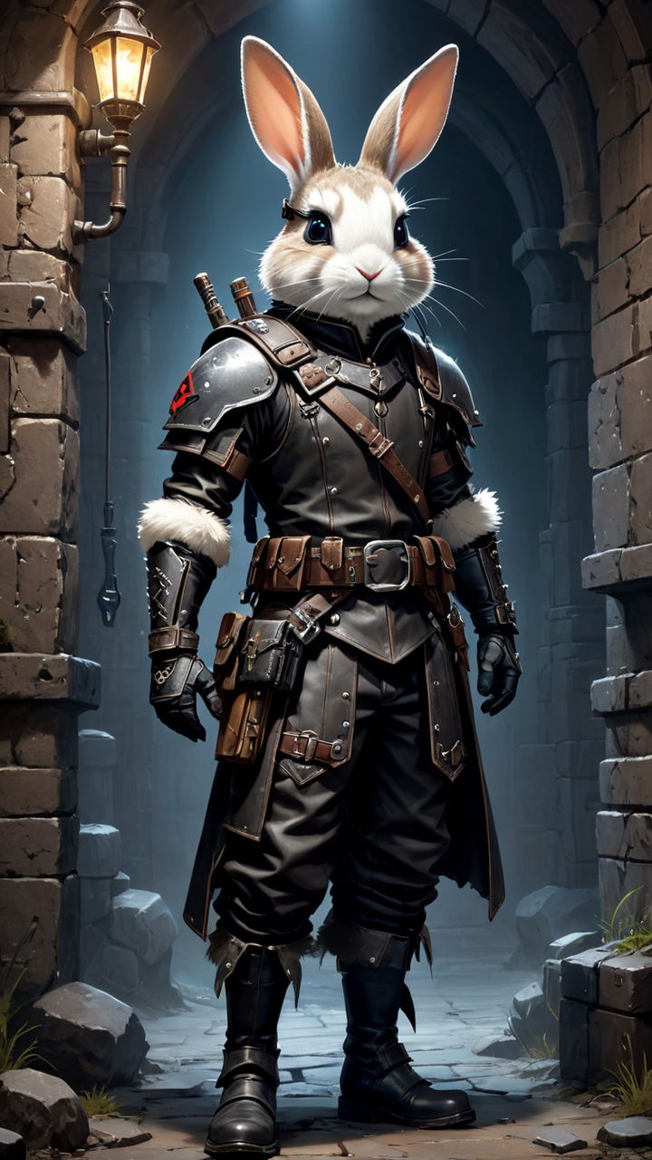 Small rabbit character in leather armor with black fur by Zan Tjoek ...