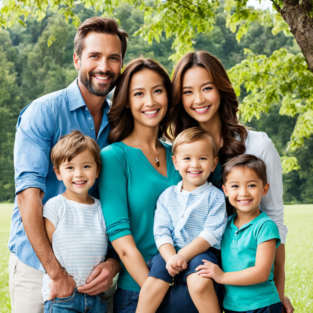 A family with 2 kids and 2 parents by Anna - Playground