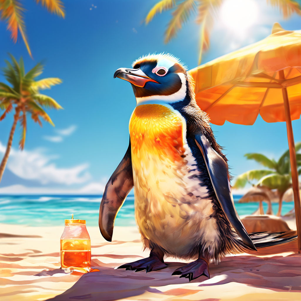 A penguin shedding layers of clothing by Ondra Kuchař - Playground