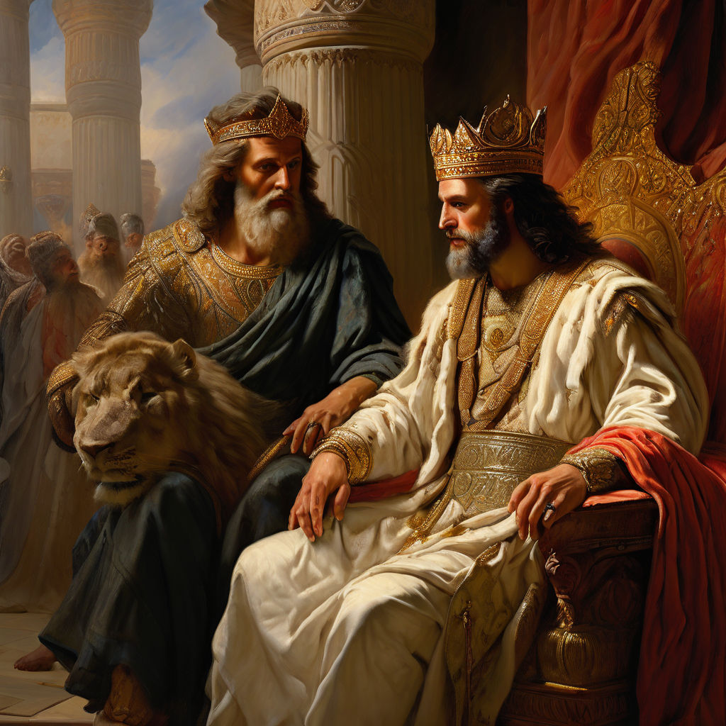 Daniel and the king of Babylon seated side by side by Igor - Playground