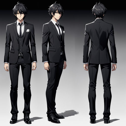 A character design sheet with a front and side full body vie... by ...