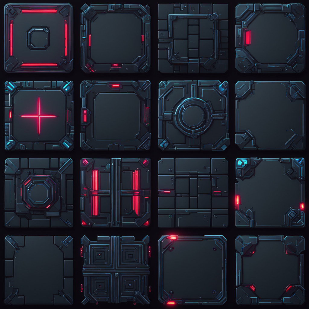 2D tile sci-fi set Wall Texture sprite divided in 12 quadran... by ...