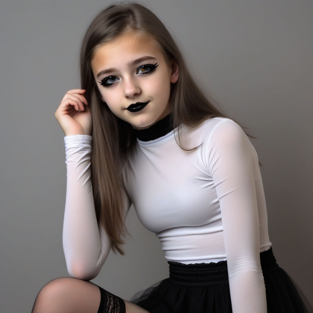 14 year old Caucasian girl wearing a tight white half shirt... by Mh Mh ...