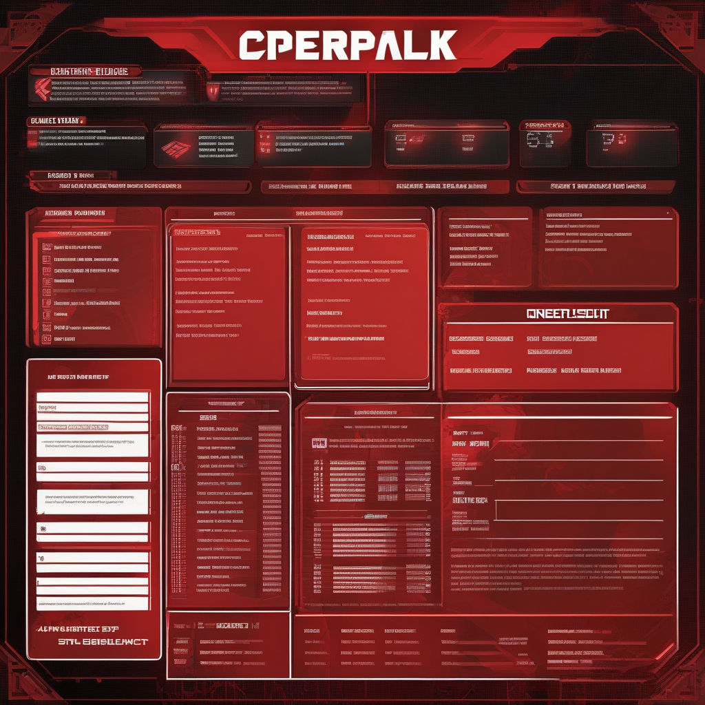 Red cyberpunk themed player sheet template for a ttrpg with ... by ...