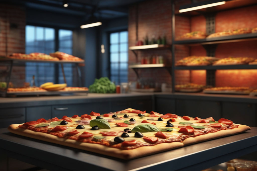 Colossal rectangular pizza laden with abundant toppings by HB VIDEO ...