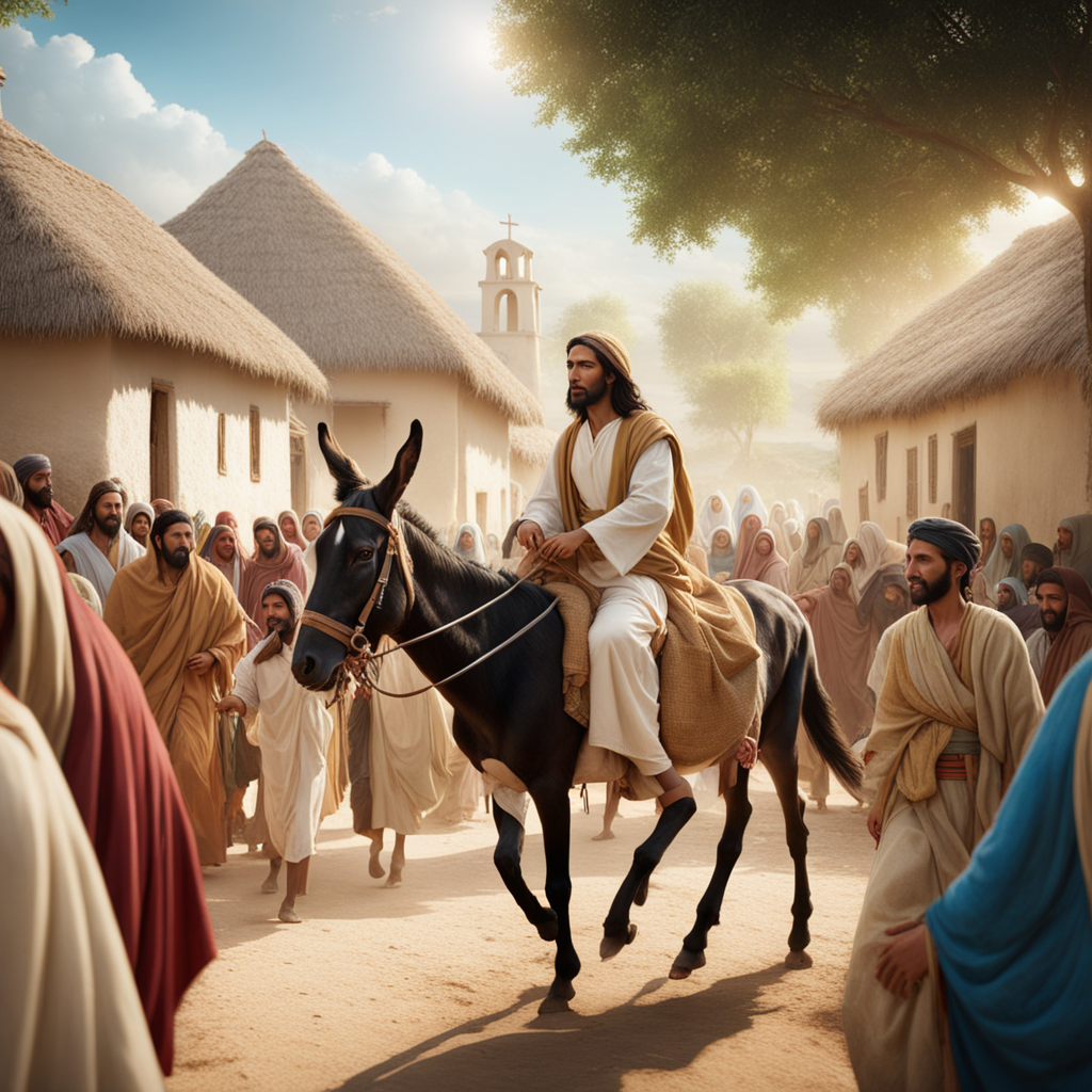 Jesus riding on a donkey by Viver com Jesus - Playground