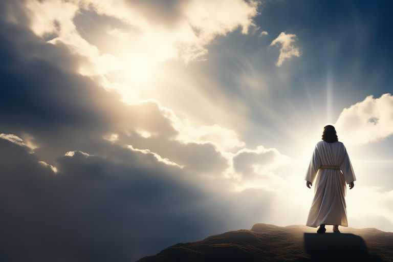 Image of Jesus and silhouette of his shadow with white robes... by ...