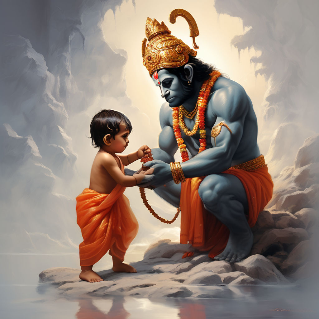 Lord hanuman helping a child by Shashank Shivhare - Playground