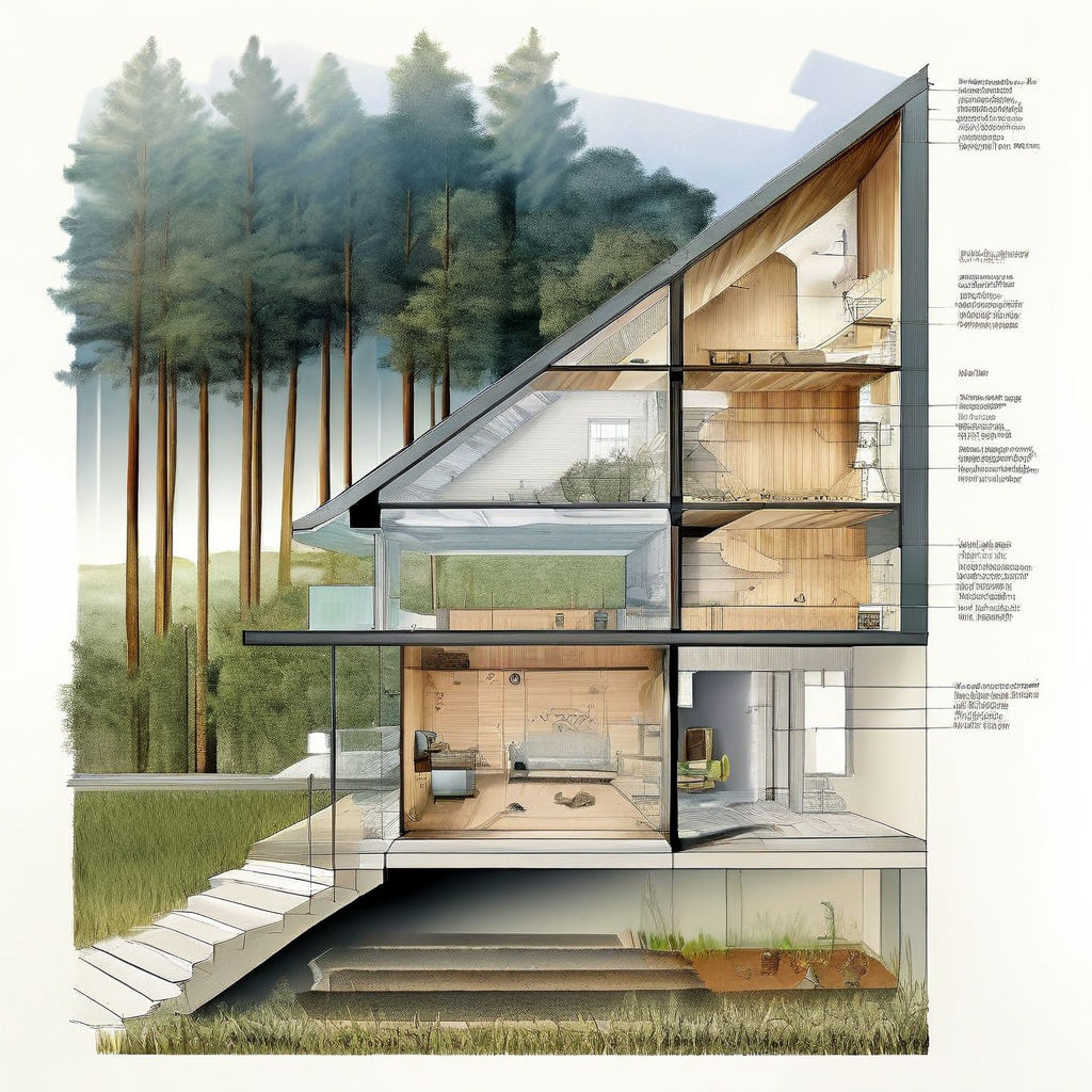 Please create a detailed architectural cross-section diagram... by ...