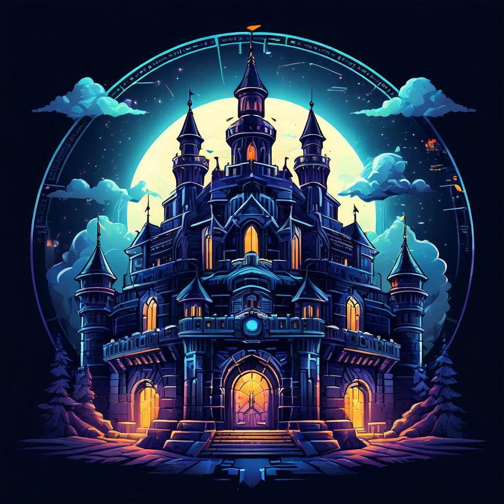 Draw a large cyber security style castle that protects the c... by ...