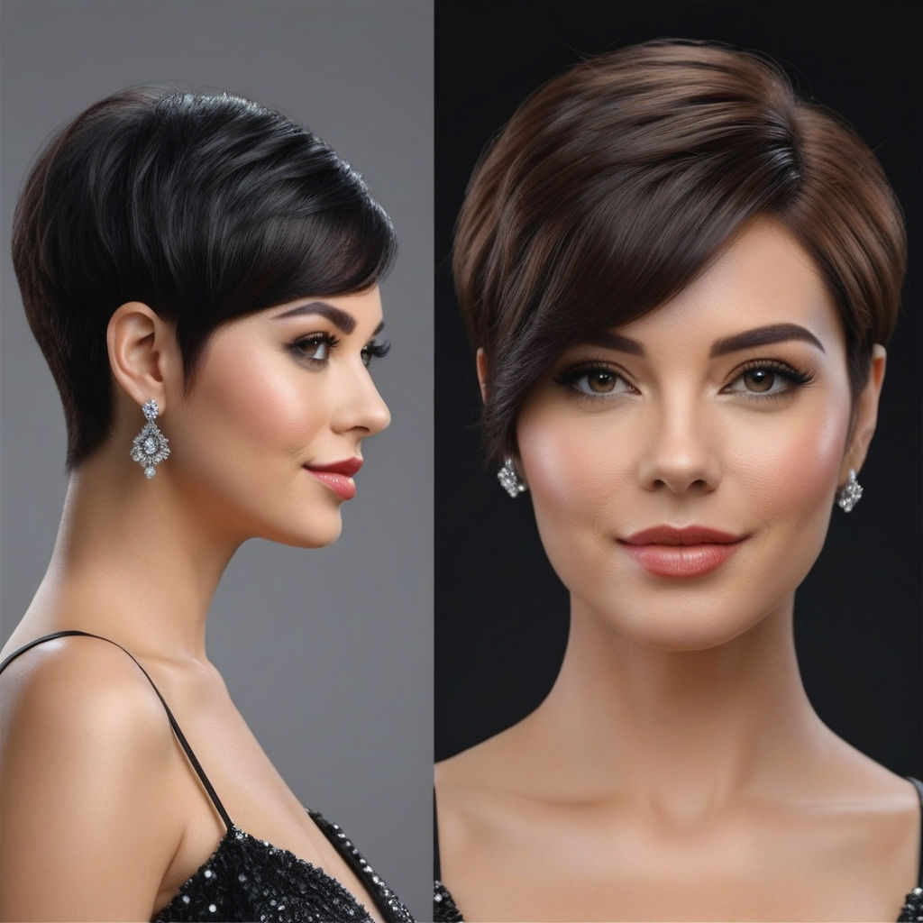 An awesome woman with a haircut in front view and back view by arman ...