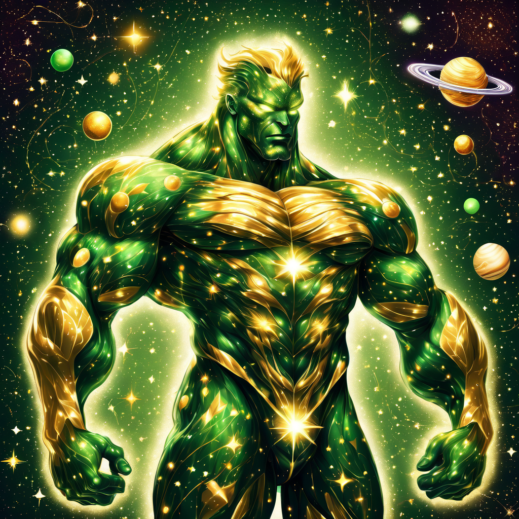 A muscular cosmic man made entirely of a universe where star... by Ryan ...
