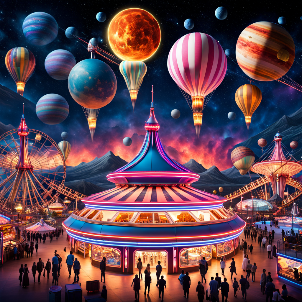 Space carnival with cosmic attractions by Penelope Sandalwood - Playground Space carnival with cosmic attractions by Penelope Sandalwood - Playground