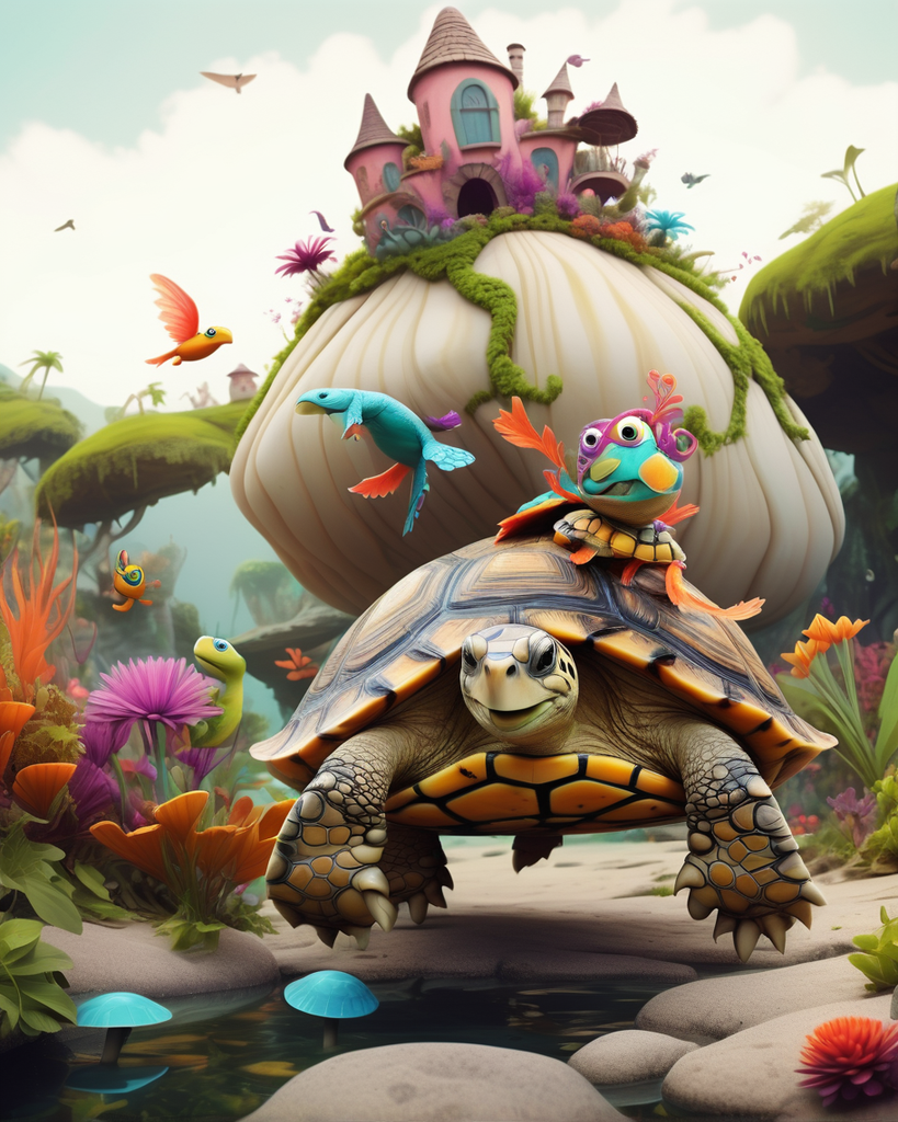 Cartoon-style turtle engaging in humorous antics by Ralf-Laurent Aphex ...