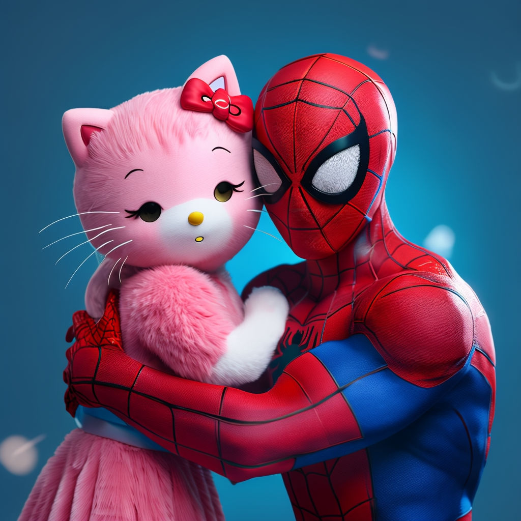 Hello kitty and spider man hugging by Donishia Moore - Playground