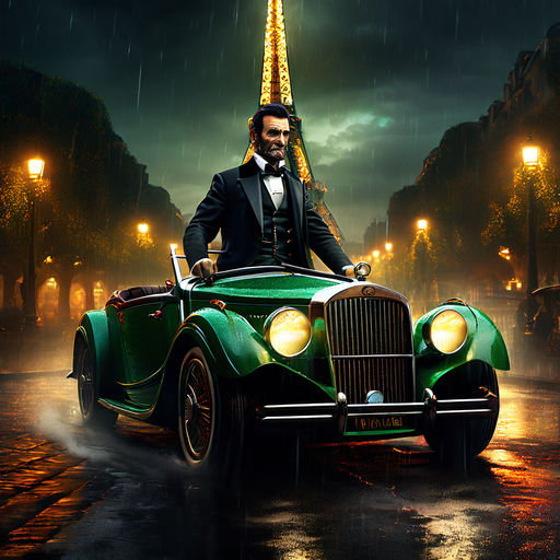 Abraham Lincoln at the wheel of a emerald green Bugatti by shaghayegh ...