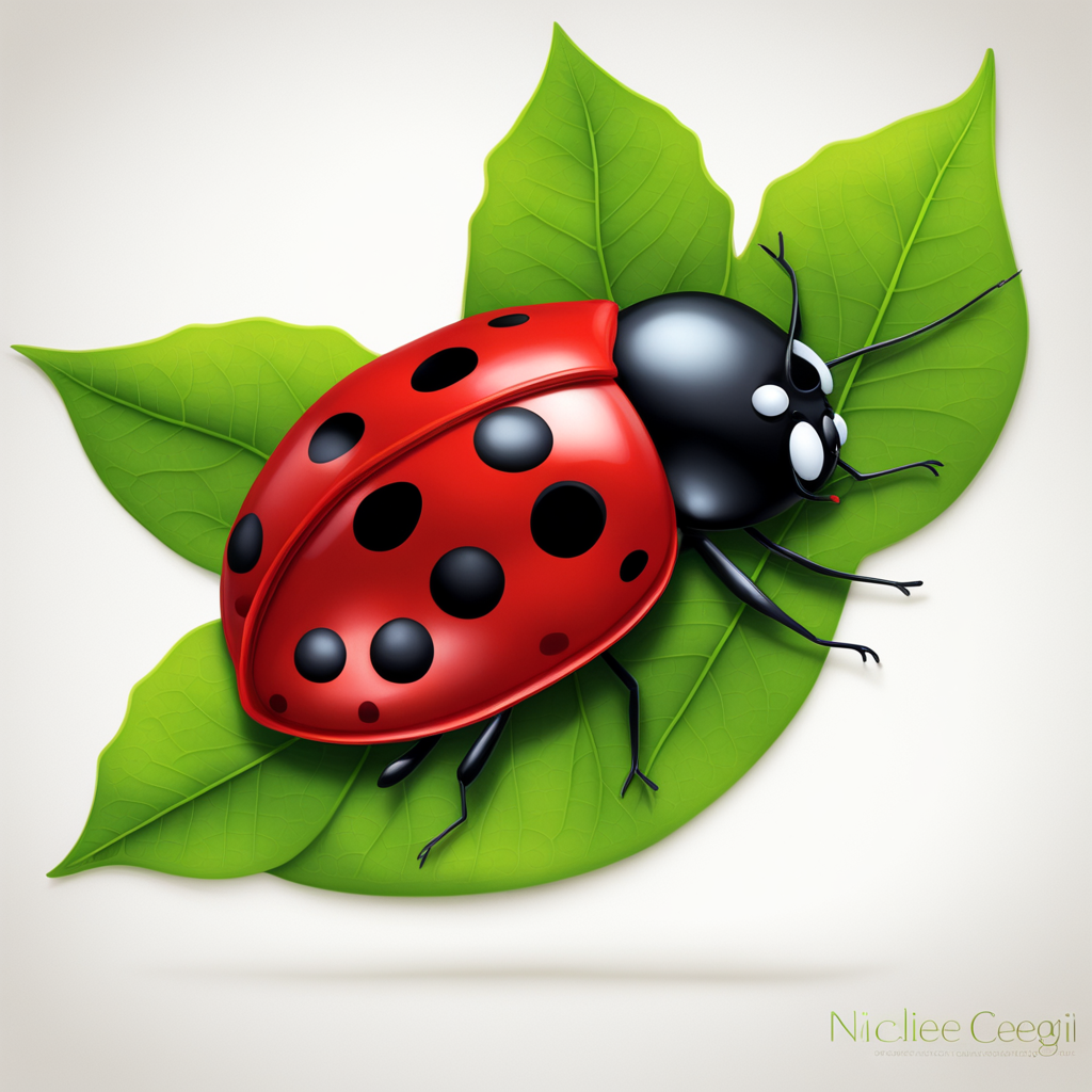 Ladybug on a leaf CLIPART in the style of Nicoletta Ceccoli by Carina ...