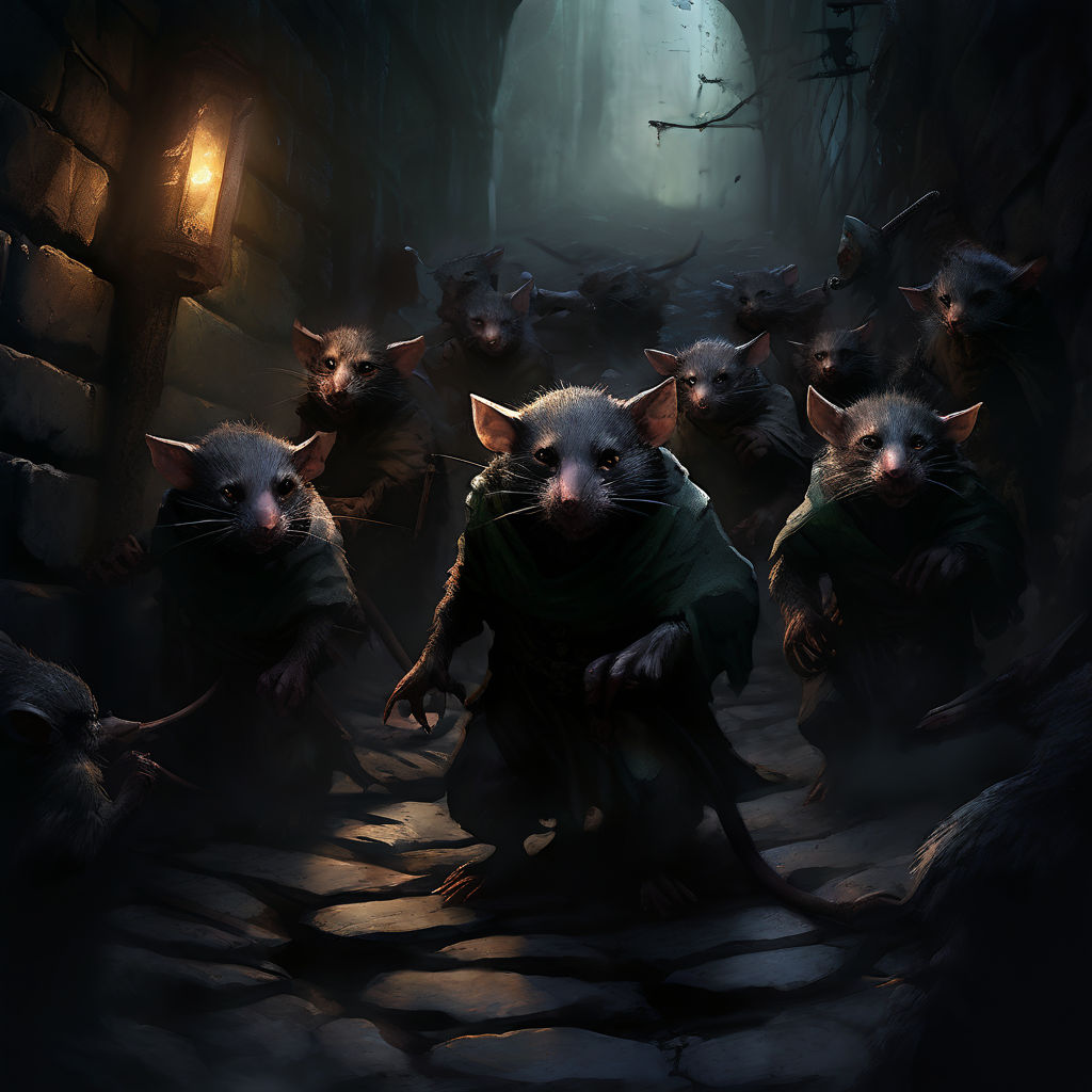 Dark fantasy style digital painting of a horde of rats by AbiL - Playground