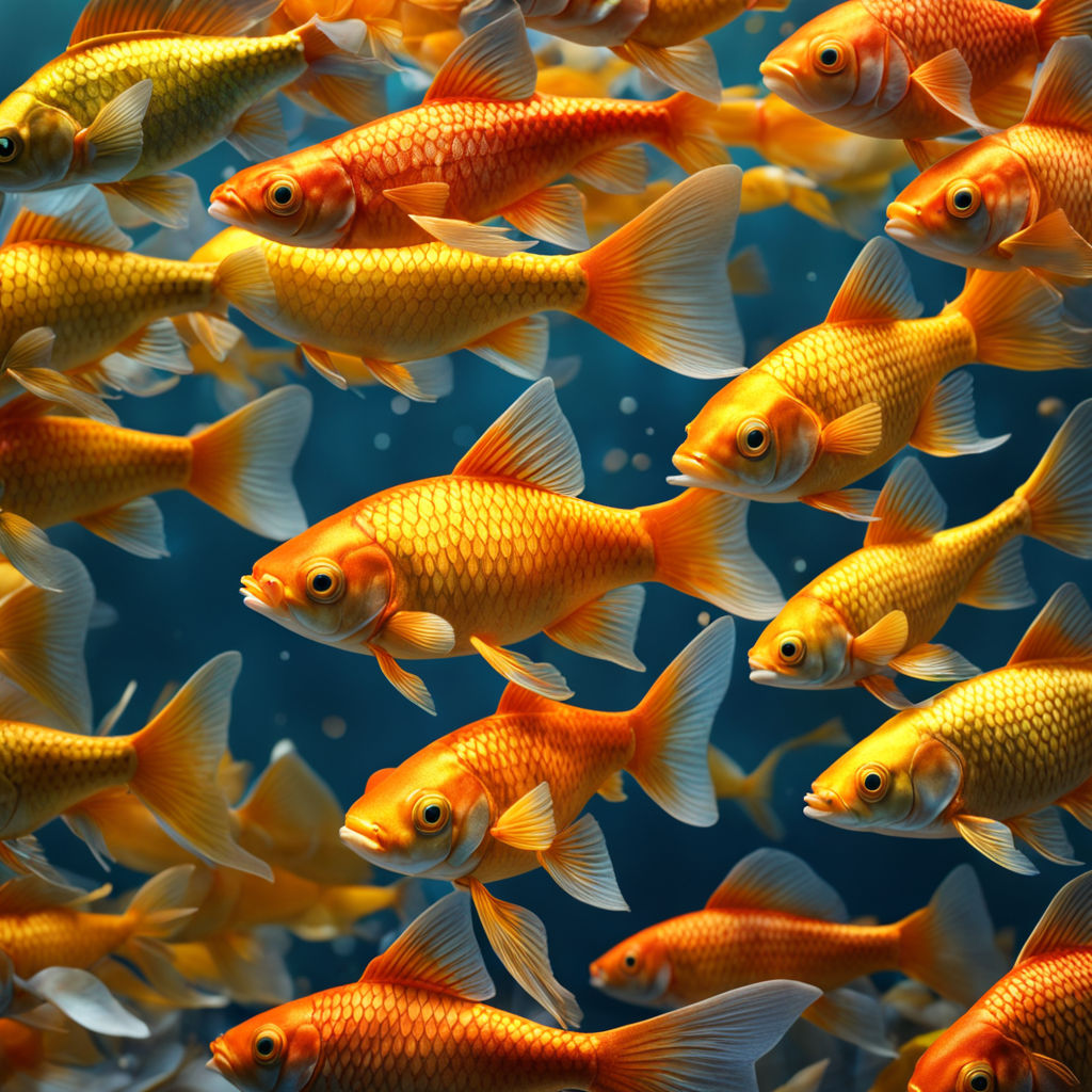 A realistic digital art work of many gold fish and another c... by saad ...