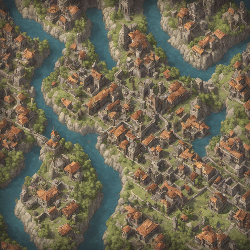 An empty 2d map from above for a realistic fantasy styled ci... by ...