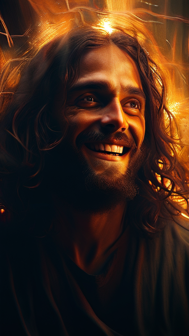 Jesus's face smiling captured in oil on canvas by rex Bordado - Playground