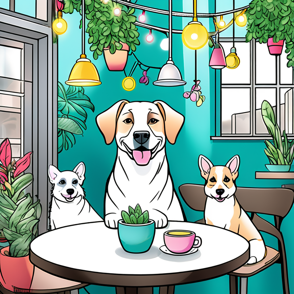 Coloring page featuring a dog cafe by Blueaxolotlus - Playground