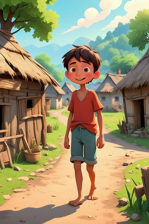 A boy is living in a village animation cartoon. by Manik Arya - Playground