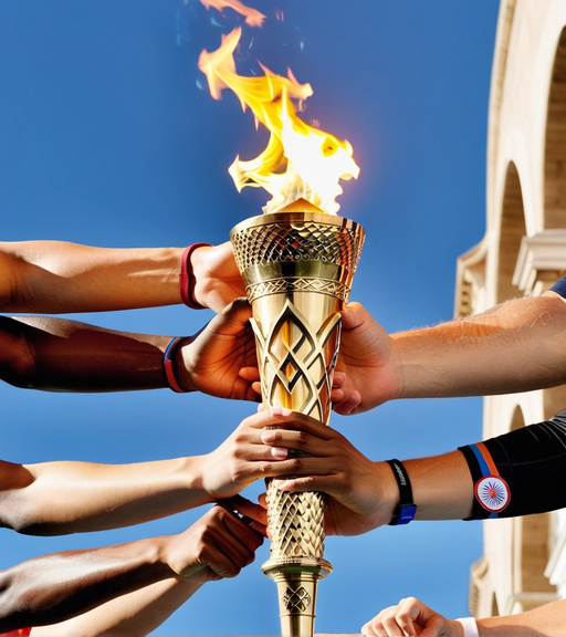Multiple hands holding a single olympic torch by Green Smoke - Playground