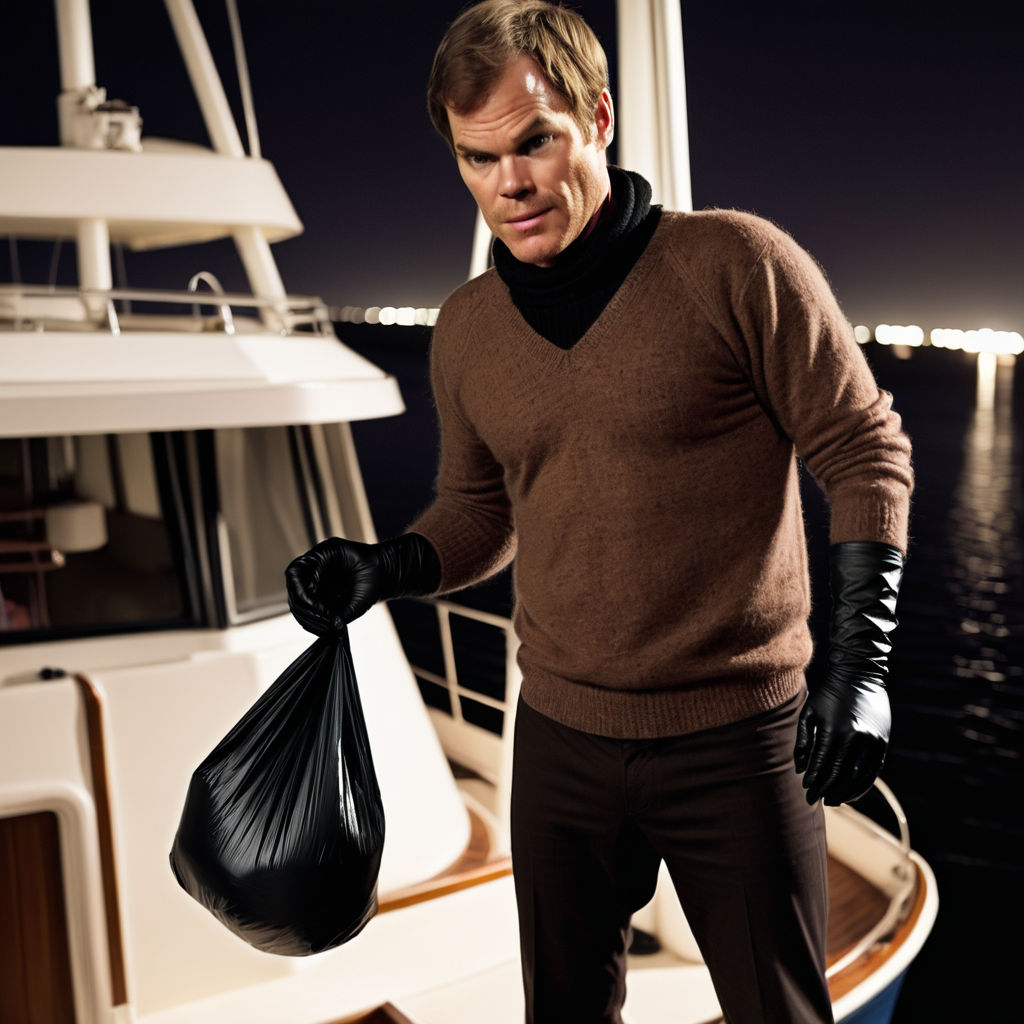 Dexter Morgan with brown sweater and black pants and black g... by Jack ...