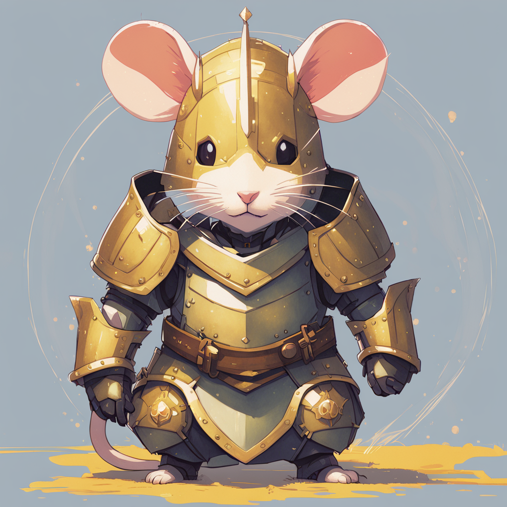 Mouse wearing medival armor front view by John Moro - Playground