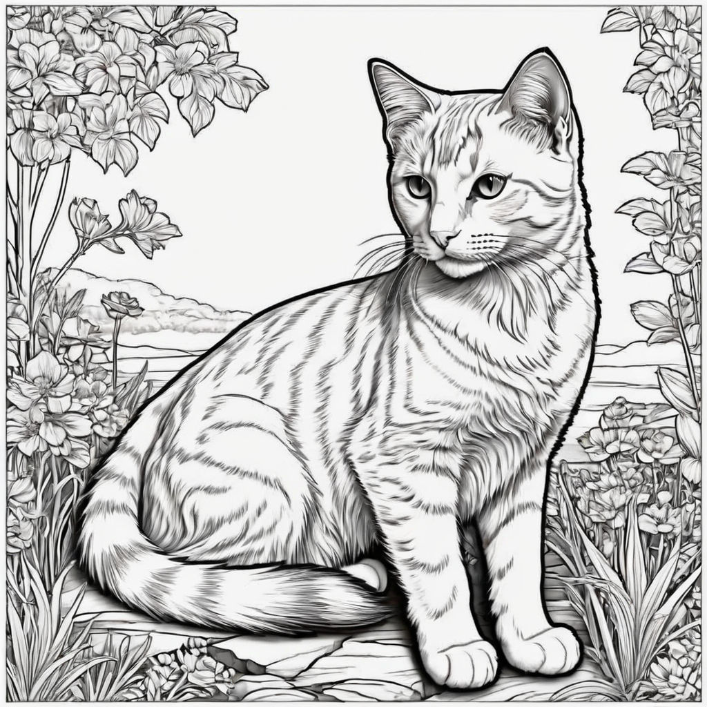 Full body cat coloring pages books for kids by natural beauty - Playground