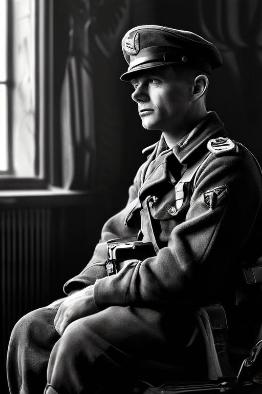 5 ww2 soldier posing sitting on chair by Patryk - Playground