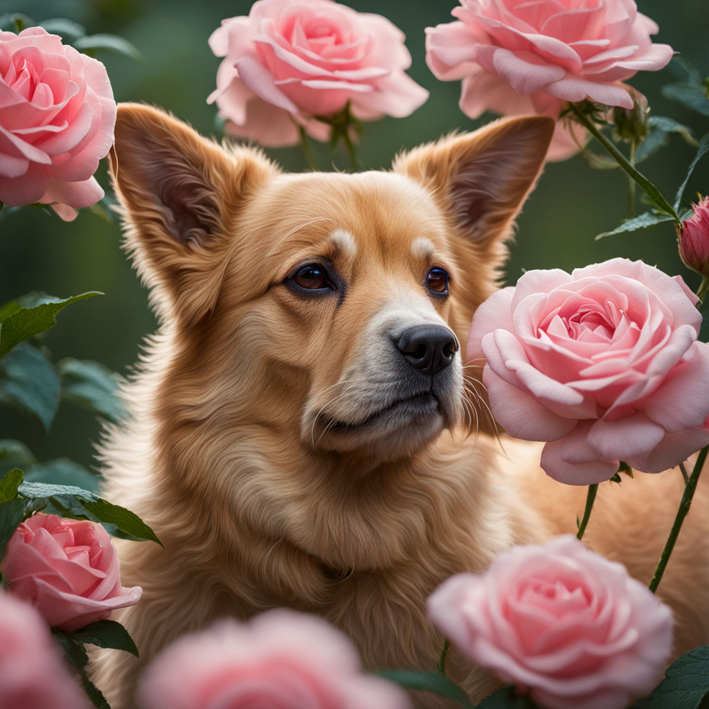 Alta calidad de fotografía de un perro con una rosa en el bo... by ...