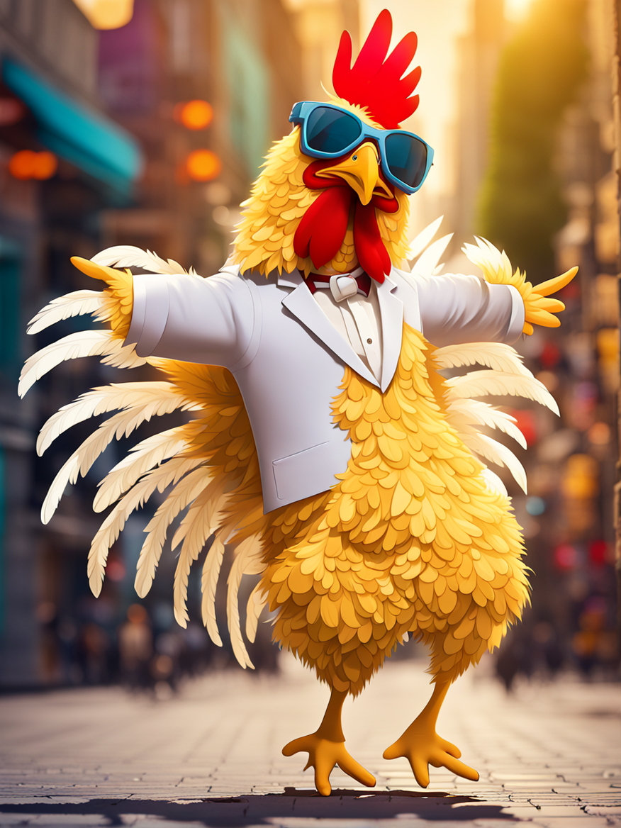 Man wearing chicken costume doing the chicken dance by johnfromOz - Playground