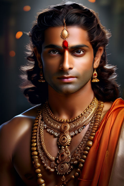 "Create a hyper-realistic portrait of Lord Rama by Kiran Sha - Playground