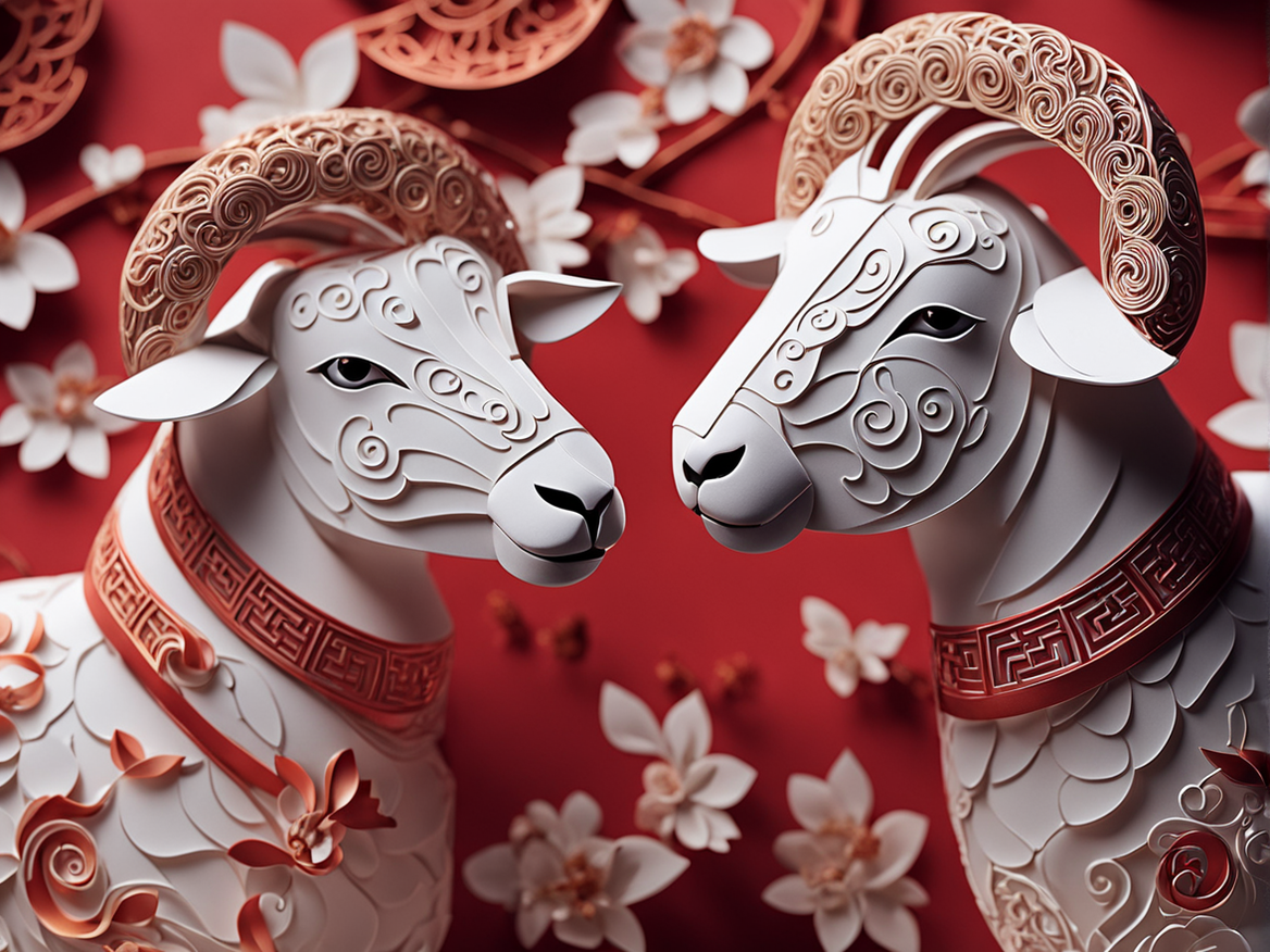 Paper Cuttings picture of Chinese zodiac sheep by Rhett Stark - Playground