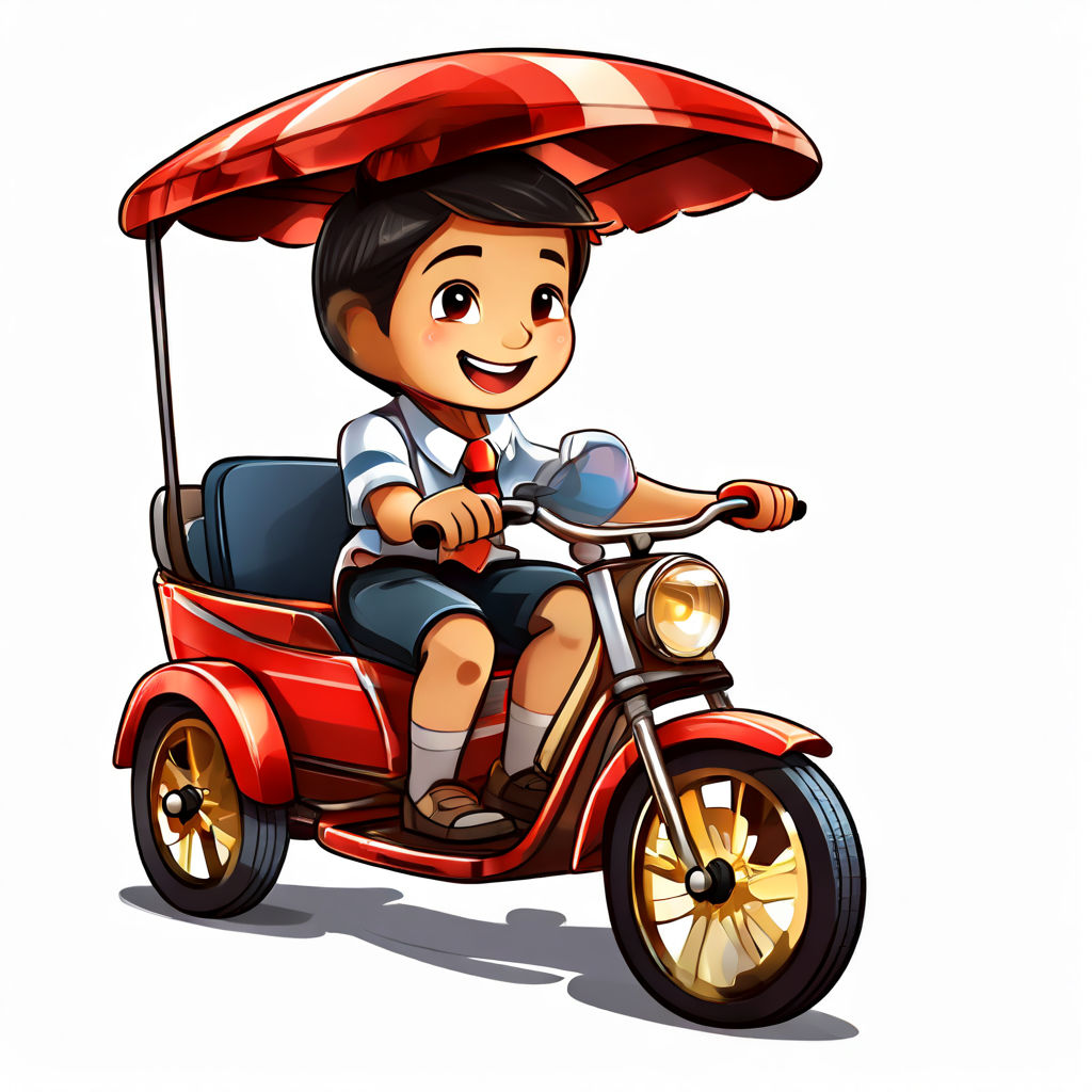 Make a clipart Philippine tricycle with a boy driver. Also... by ...