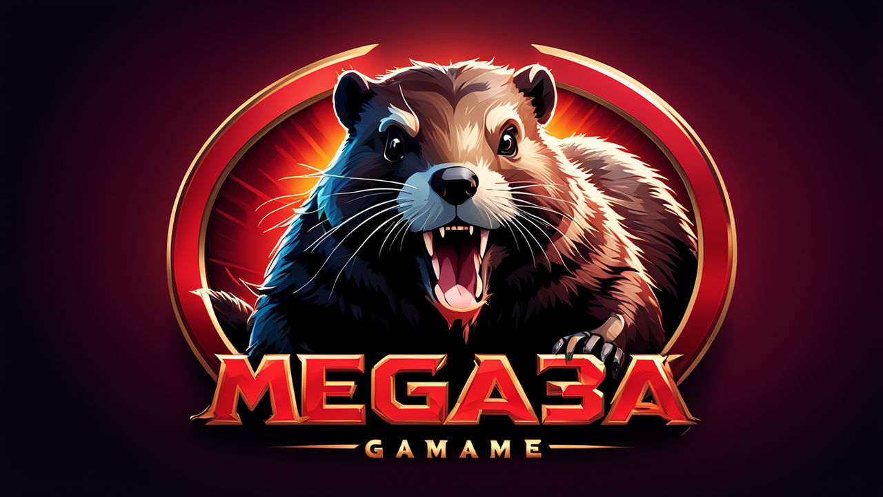 Mega Game logo featuring a beaver positioned on the left aga... by Mega ...