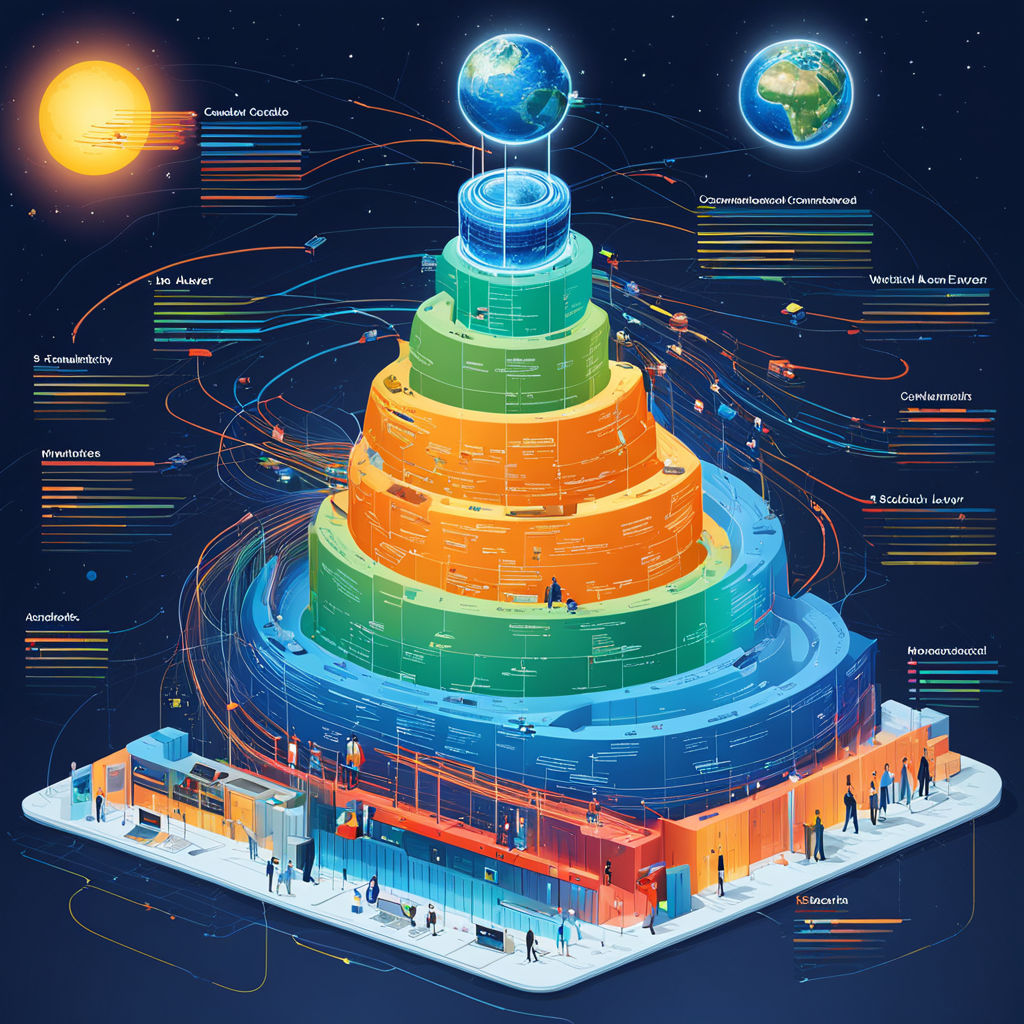 A visually striking infographic illustrating the OSI model by Yan ...