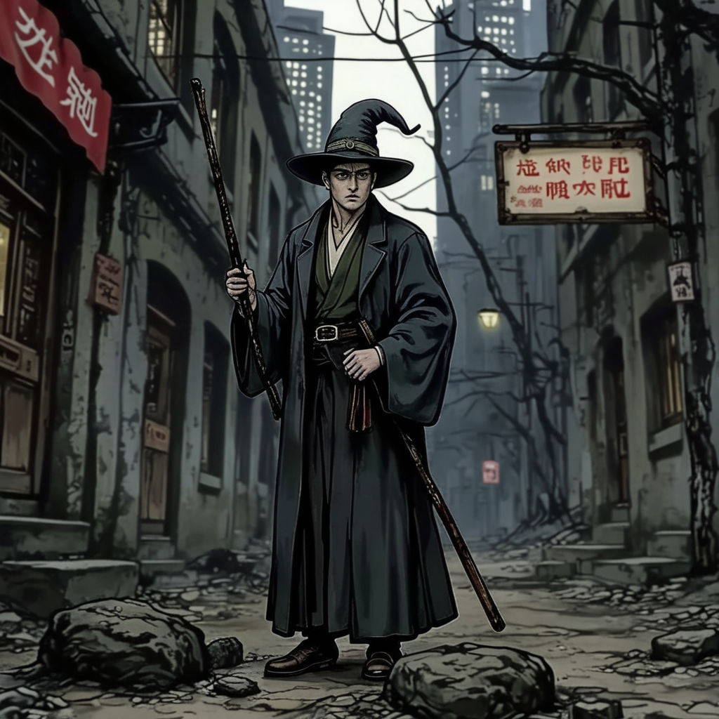 3D movie poster featuring an urban wizard character in steam... by ...