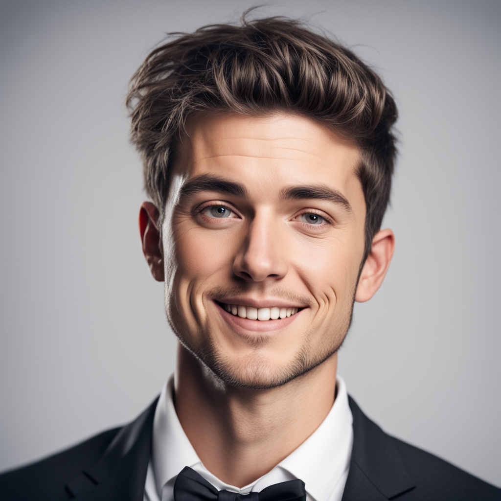 A ultra realistic close up image of a 25 year old male entre... by ...