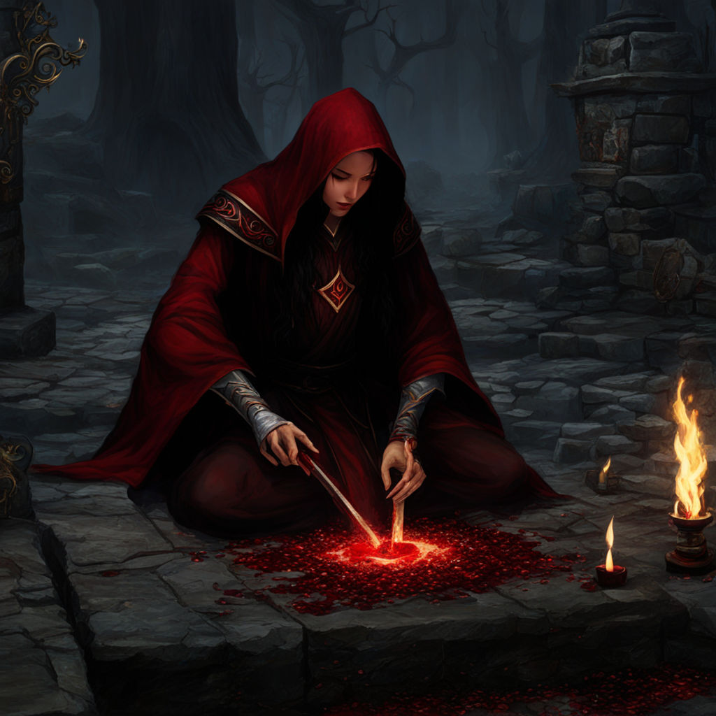 A blood mage preforming a ritual by Bookie Bear - Playground