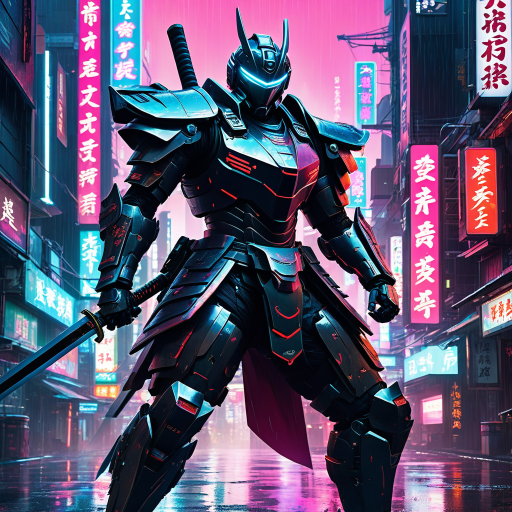 Mecha samurai wielding a katana by Rahmat Warman - Playground