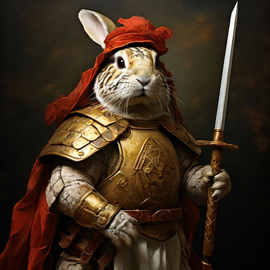 Turtle dressed as Roman soldier poking a Jesus Christ rabbit... by ...