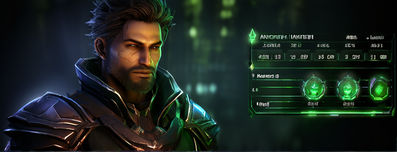 RPG UI design featuring a character portrait centralized abo... by ...