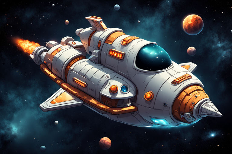 Space ship adrift in deep space cartoon by Thomas Pinto - Playground