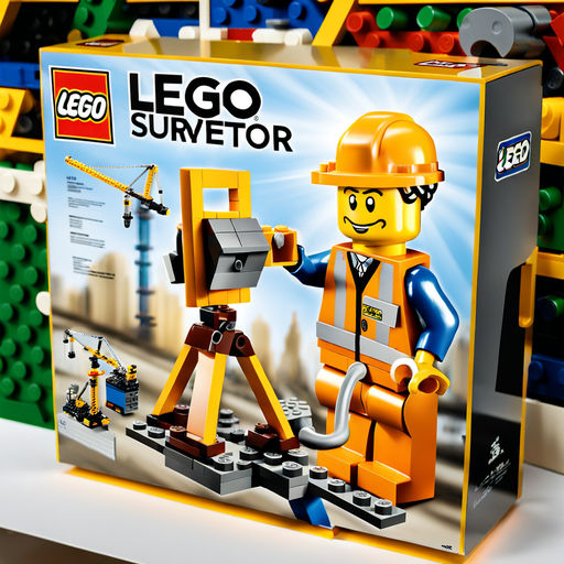 Realistic "LEGO" box showcasing and surveyor holding data co... by ...