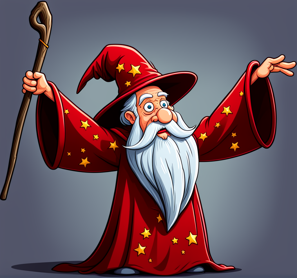 An old wizard dressed in red cartoon by Mario - Playground