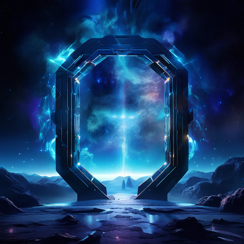 Bioluminescent octagon-shaped space gate by Kristine Jordal - Playground