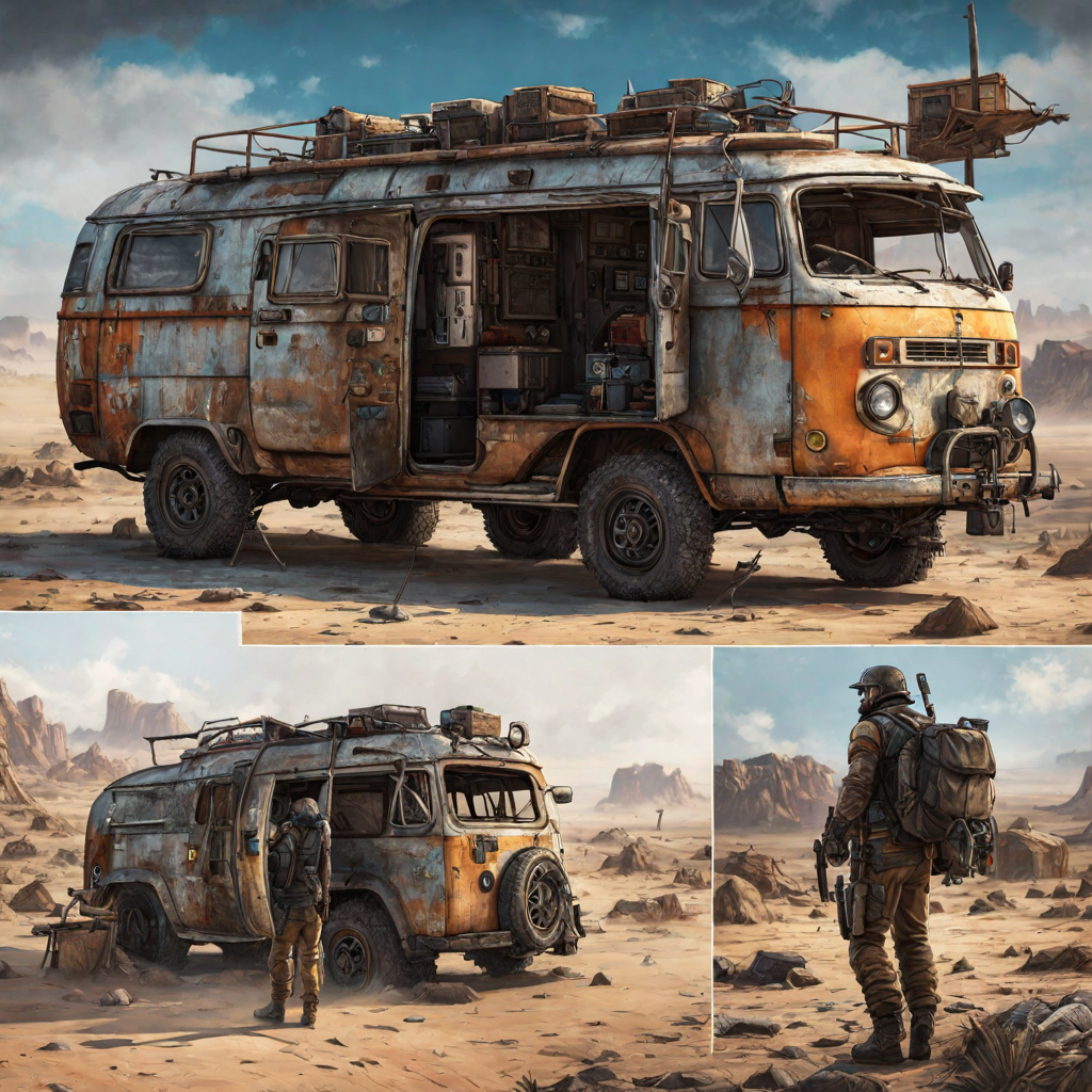 Post Apocalyptic wasteland Camper Van by Roberto Feick - Playground